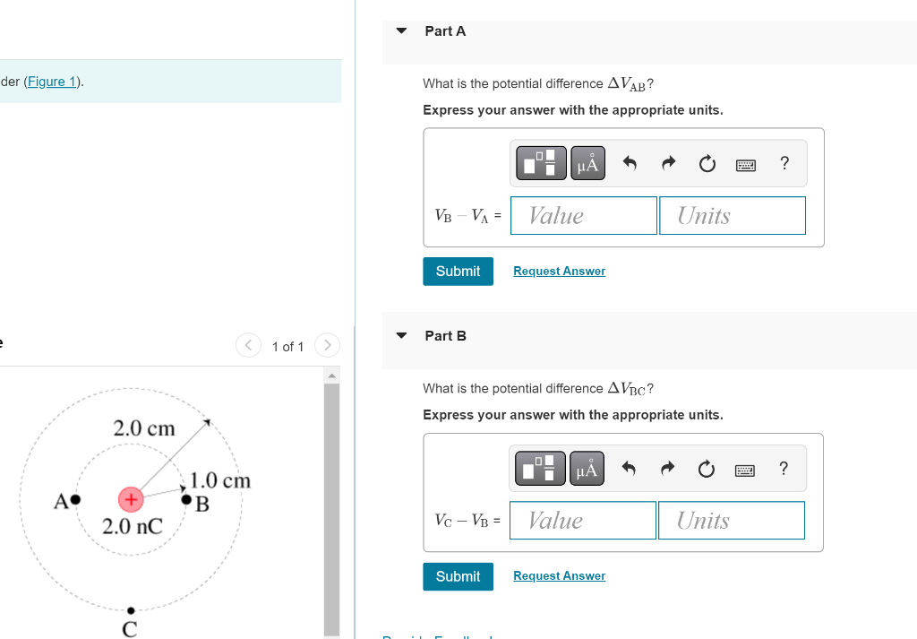 Solved What is the potential difference ΔVAB ? Express your | Chegg.com