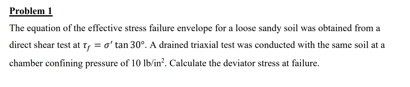 Solved Problem 1 The equation of the effective stress | Chegg.com