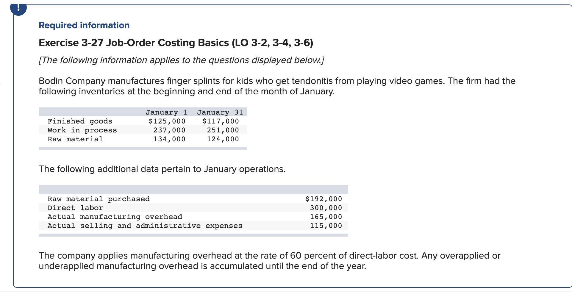 Solved Required information Exercise 3-27 Job-Order Costing | Chegg.com