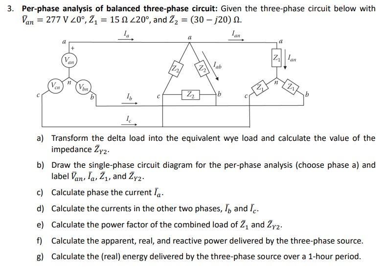 Solved 3. Per-phase analysis of balanced three-phase | Chegg.com