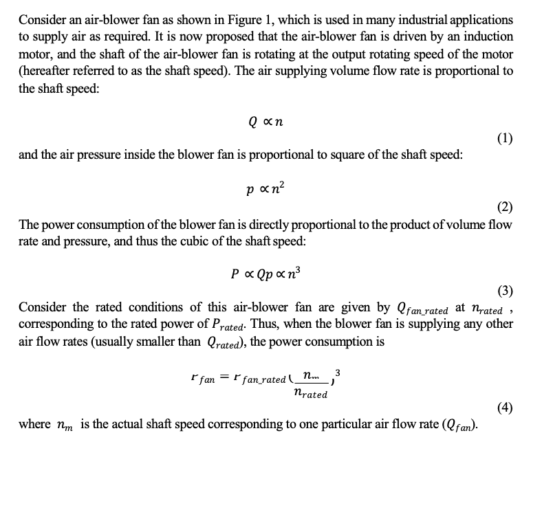 Solved Consider an air-blower fan as shown in Figure 1, | Chegg.com