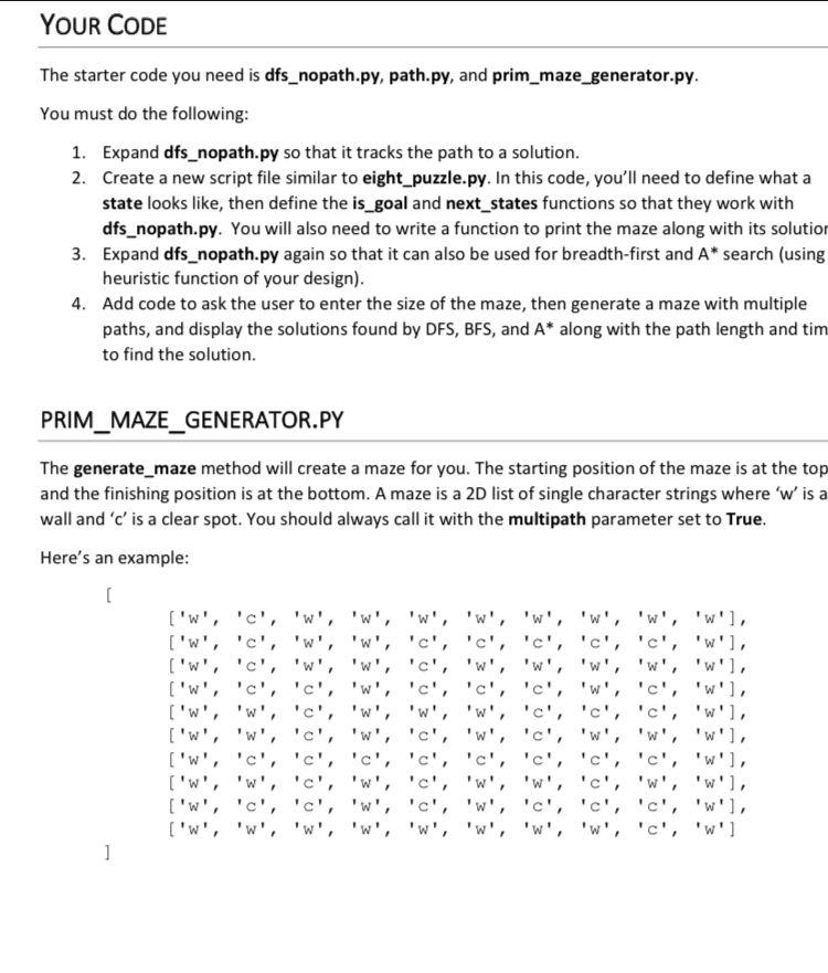 The starter code you need is dfs_nopath.py, path.py, | Chegg.com