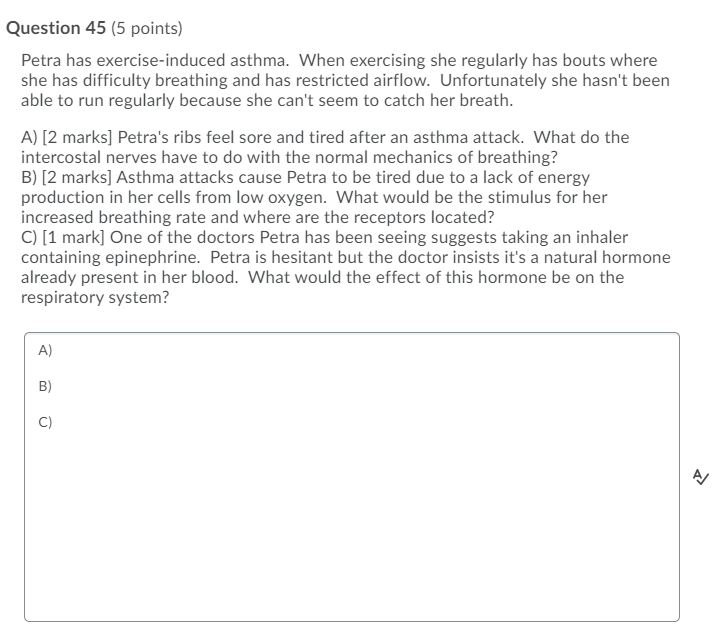 Solved Question 45 (5 points) Petra has exercise-induced | Chegg.com