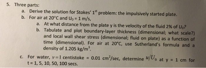 Solved 5. Three parts: a. Derive the solution for Stokes' | Chegg.com
