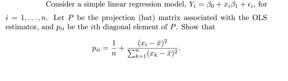 Solved Consider a simple linear regression model, | Chegg.com
