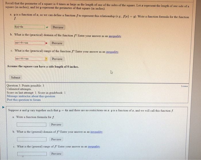 Solved Recall that the perimeter of a square is 4 times as | Chegg.com
