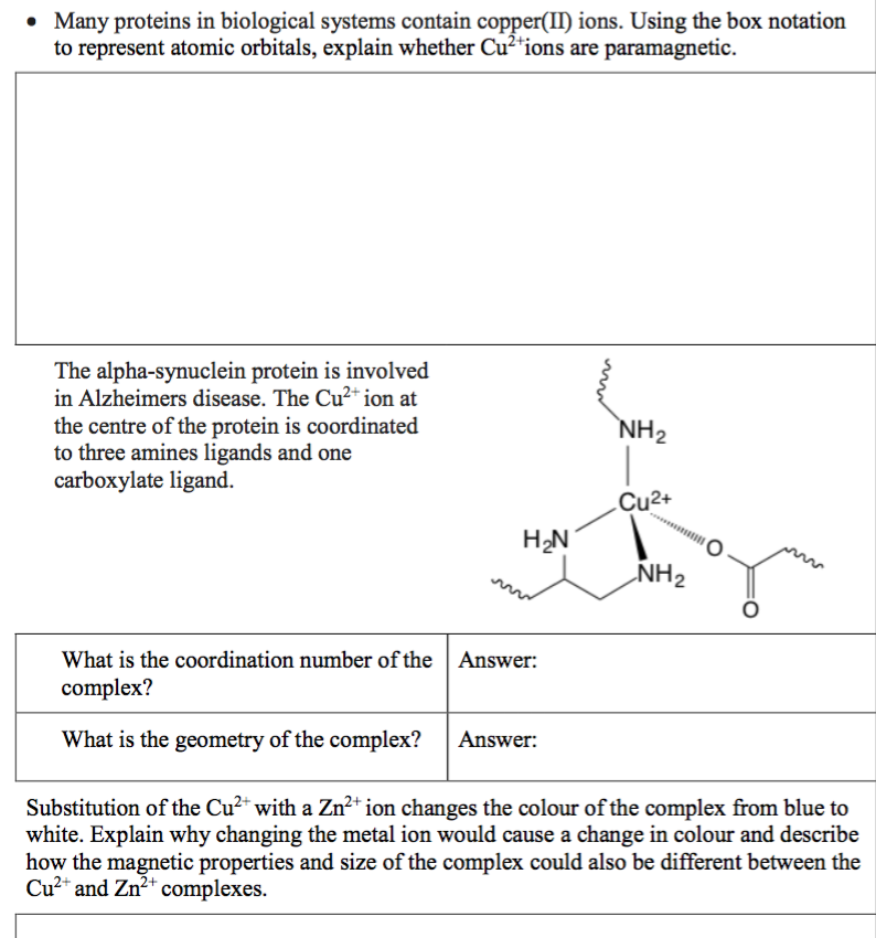 Solved Many proteins in biological systems contain copper(II | Chegg.com