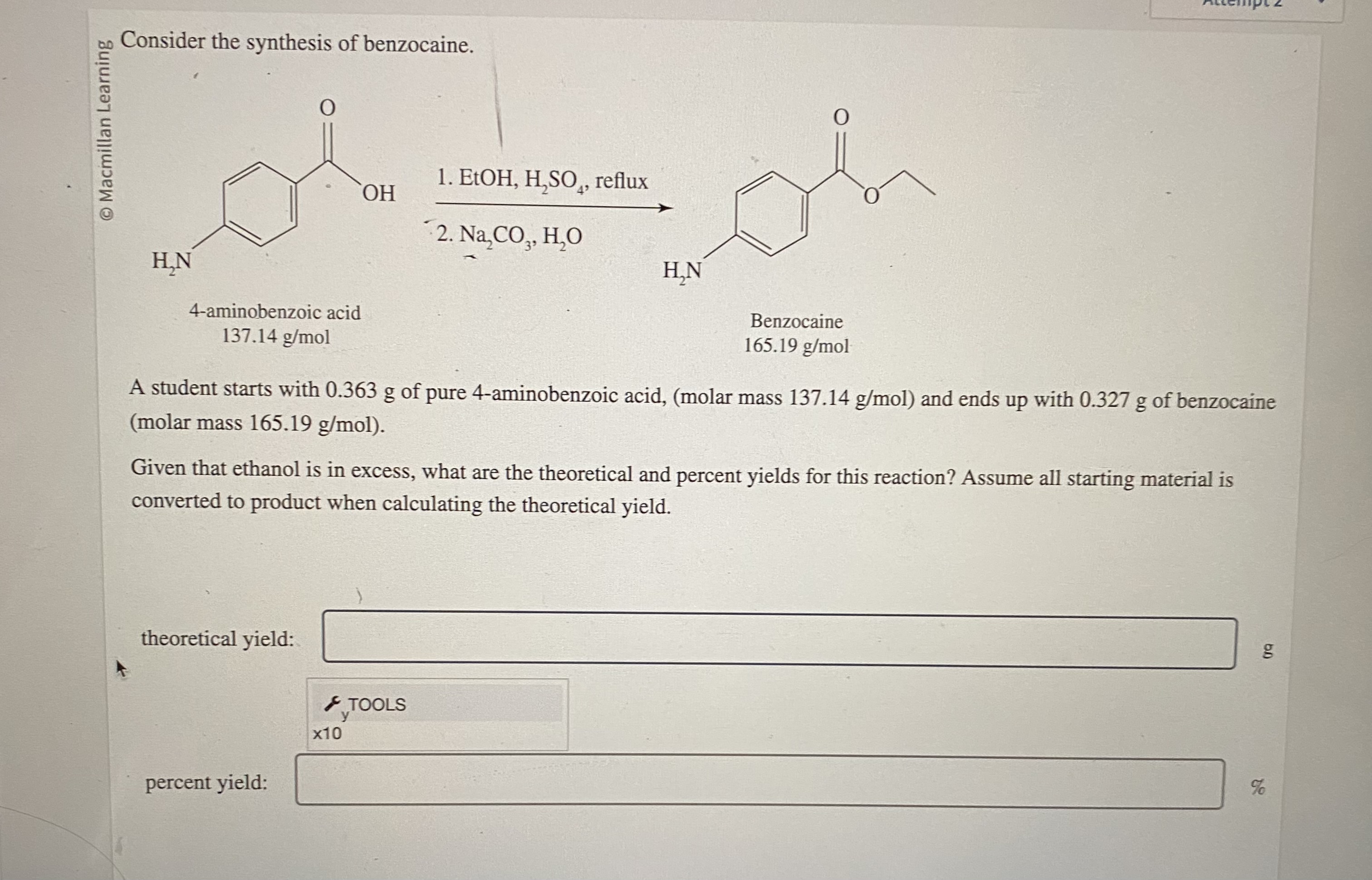 Solved Consider the synthesis of benzocaine. 4-aminobenzoic | Chegg.com
