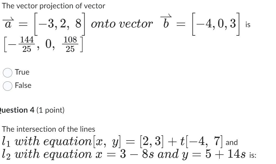 Solved Question 3The vector projection of | Chegg.com