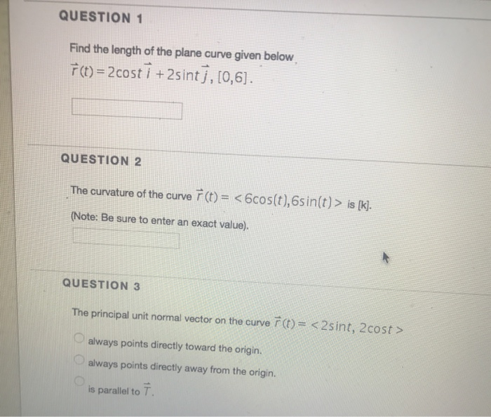 Solved Find the length of the plane curve given below r(t) = | Chegg.com
