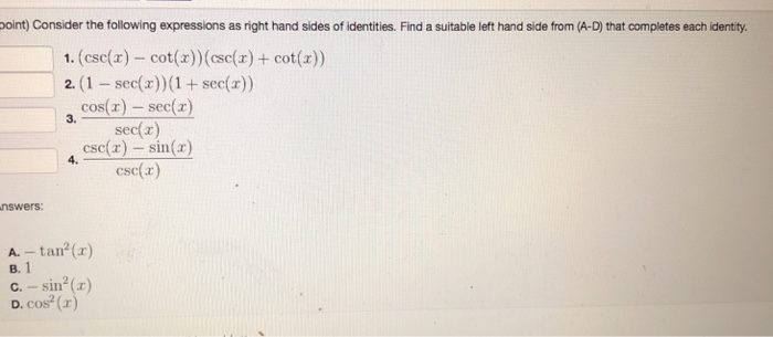 Solved oint) Consider the following expressions as right | Chegg.com