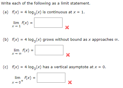 Solved Write each of the following as a limit statement. (a) | Chegg.com