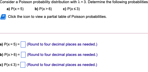 Solved Consider a Poisson probability distribution with 2 = | Chegg.com