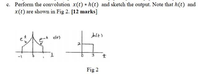 Solved c. Perform the convolution x(t) *h(t) and sketch the | Chegg.com