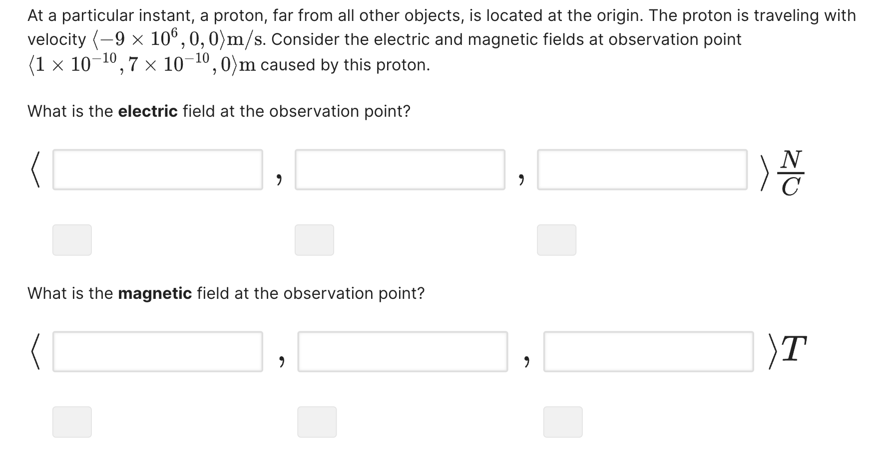 Solved At a particular instant, a proton, far from all other | Chegg.com