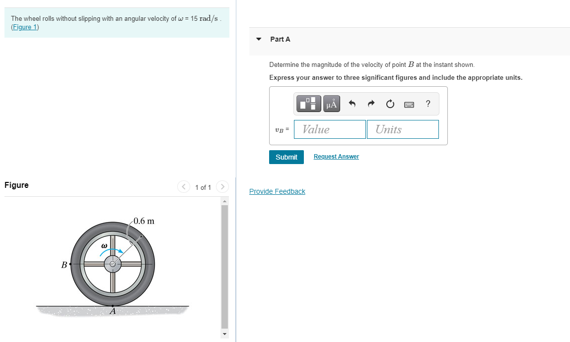 Solved The wheel rolls without slipping with an angular | Chegg.com
