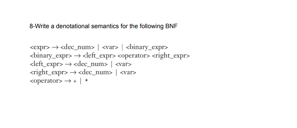 Solved 8 Write A Denotational Semantics For The Following