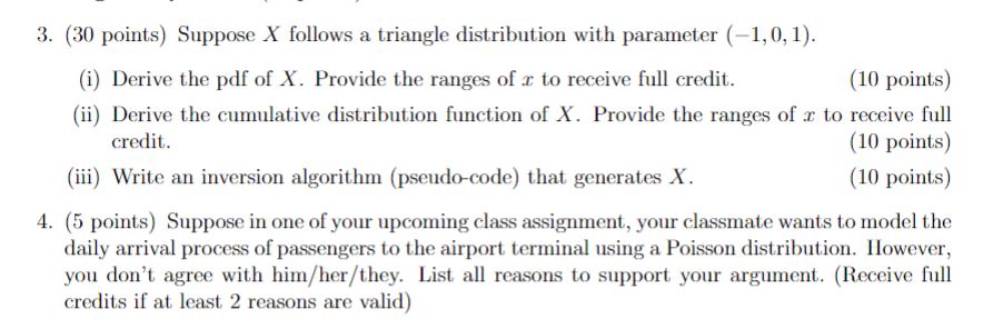 Solved (30 ﻿points) ﻿Suppose x ﻿follows a triangle | Chegg.com