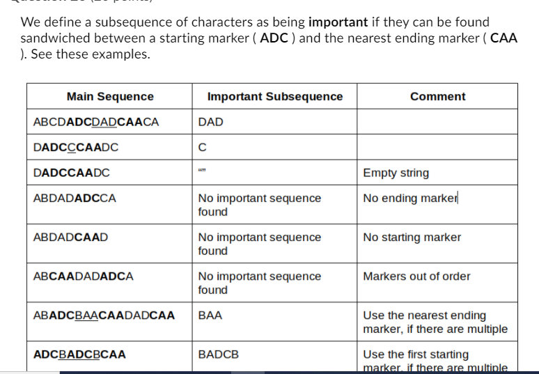 We define a subsequence of characters as being | Chegg.com