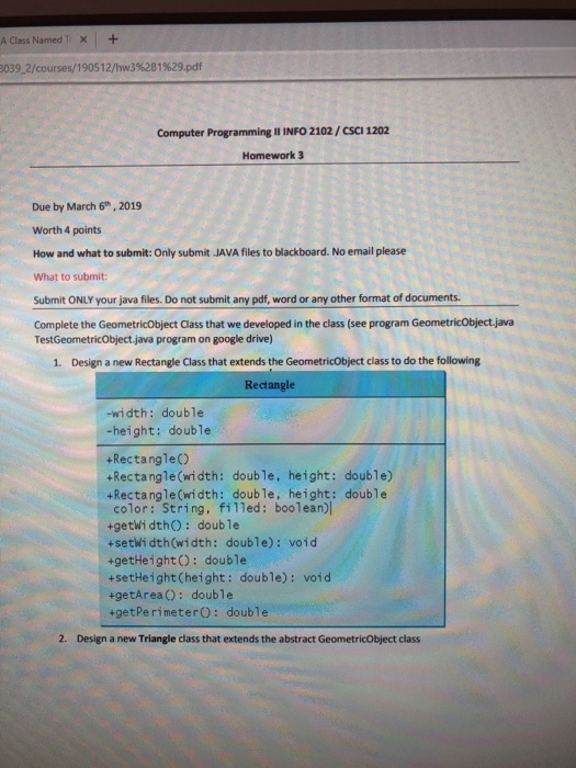 A Class Named T X+ 039-2/courses/1905 1 2/hw3%281 | Chegg.com