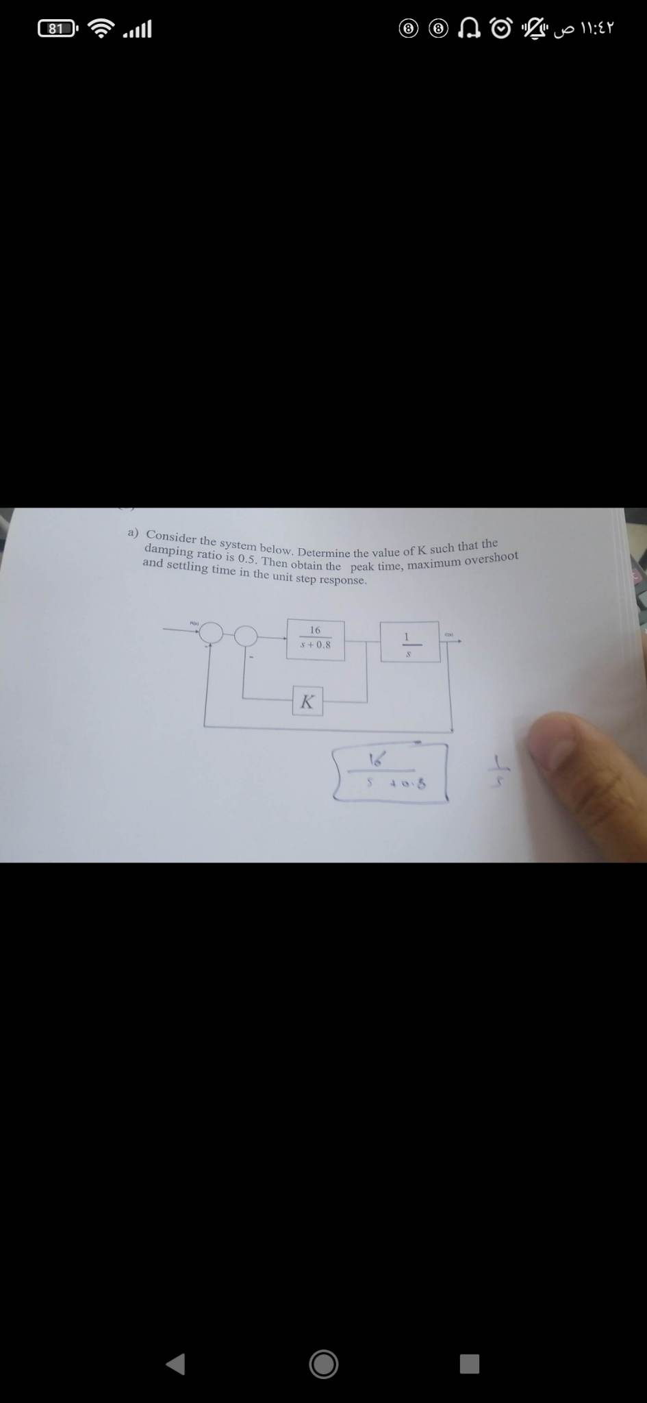 Solved a) Consider the system below. Determine the value of | Chegg.com