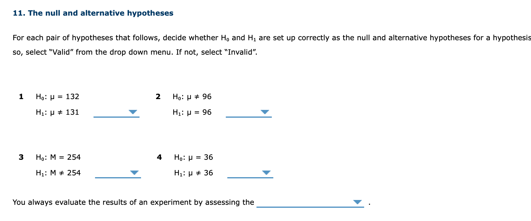 Solved 11. The null and alternative hypotheses For each pair | Chegg.com