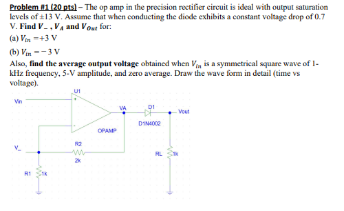 Solved Problem \#1 (20 pts) - The op amp in the precision | Chegg.com