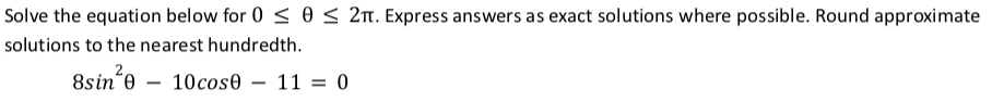 Solved Solve the equation below for 0 Sos 21. Express | Chegg.com