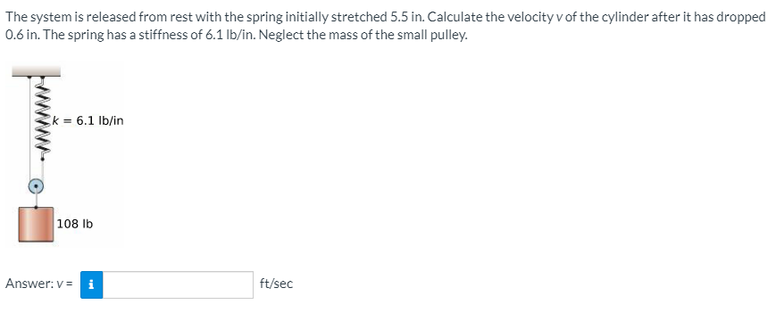 Solved The system is released from rest with the spring | Chegg.com
