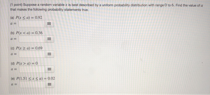 Solved (1 point) Suppose a random variable x is best | Chegg.com