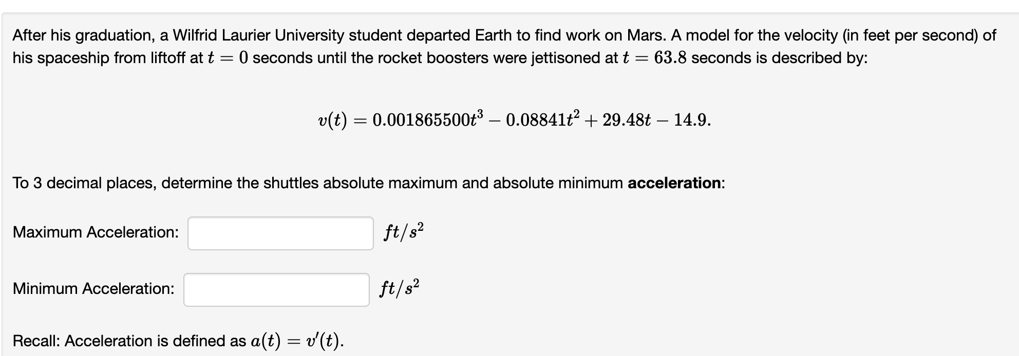 Solved Minimum and maximum acceleration | Chegg.com