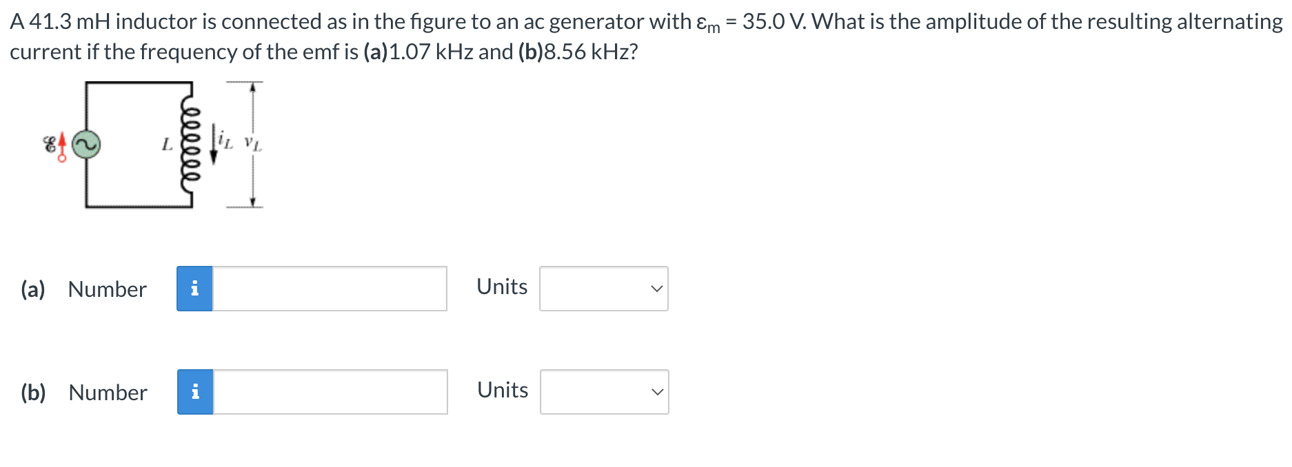 Solved A 41.3mH inductor is connected as in the figure to an | Chegg.com
