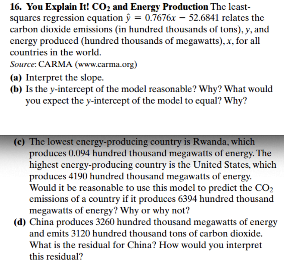 Solved 16. You Explain It! CO2 and Energy Production The | Chegg.com