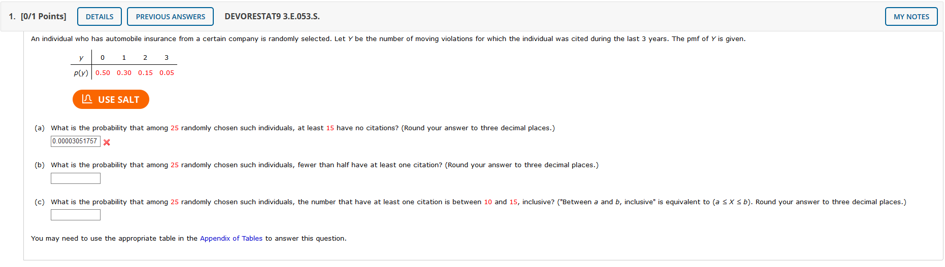 Solved 1. [0/1 Points] DETAILS PREVIOUS ANSWERS DEVORESTAT9 | Chegg.com