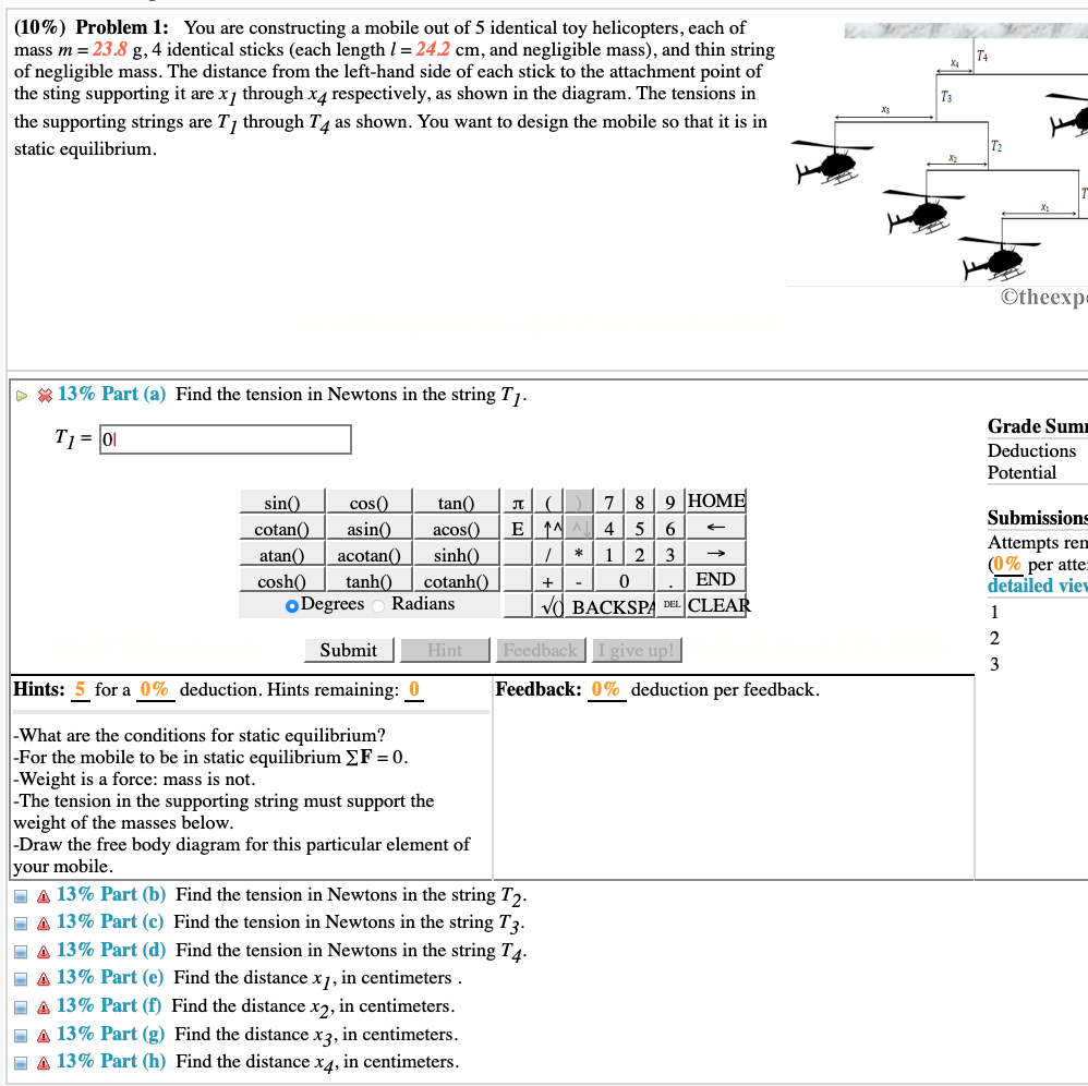 Solved (10\%) Problem 1: You are constructing a mobile out | Chegg.com