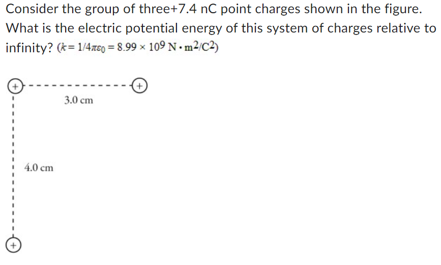 Solved Consider the group of three+7.4 nC point charges | Chegg.com