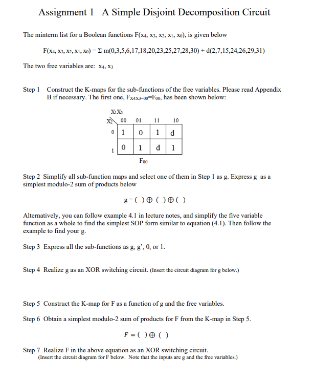 Solved Assignment 1 A Simple Disjoint Decomposition Circuit | Chegg.com