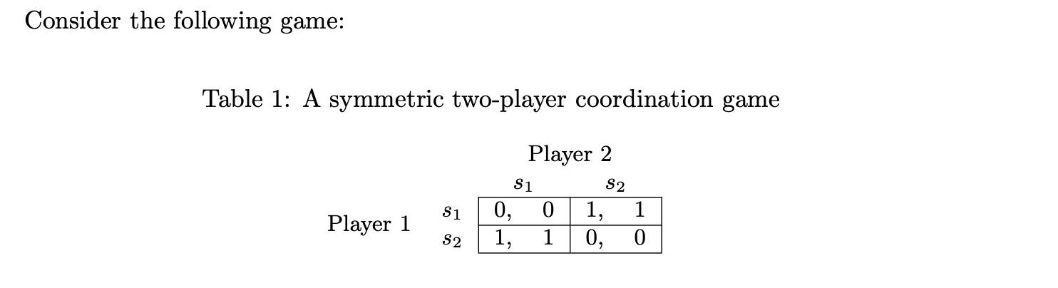 Solved Consider the following game: Table 1: A symmetric | Chegg.com