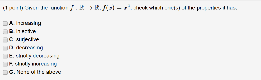 Solved (1 point) Given the function f: [-1,0] --- R; f(x) = | Chegg.com