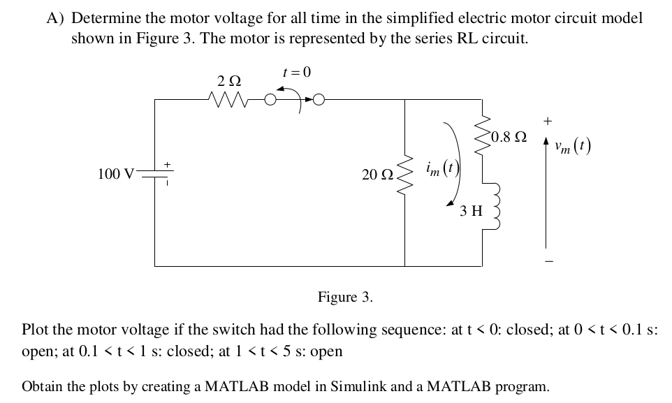 Solved A) Determine the motor voltage for all time in the | Chegg.com