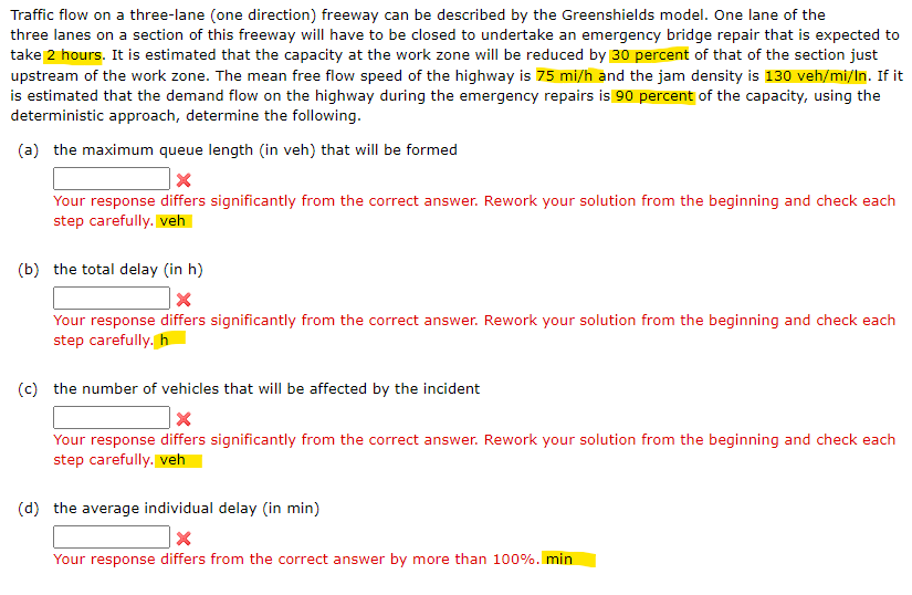 Solved Traffic flow on a three-lane (one direction) freeway | Chegg.com