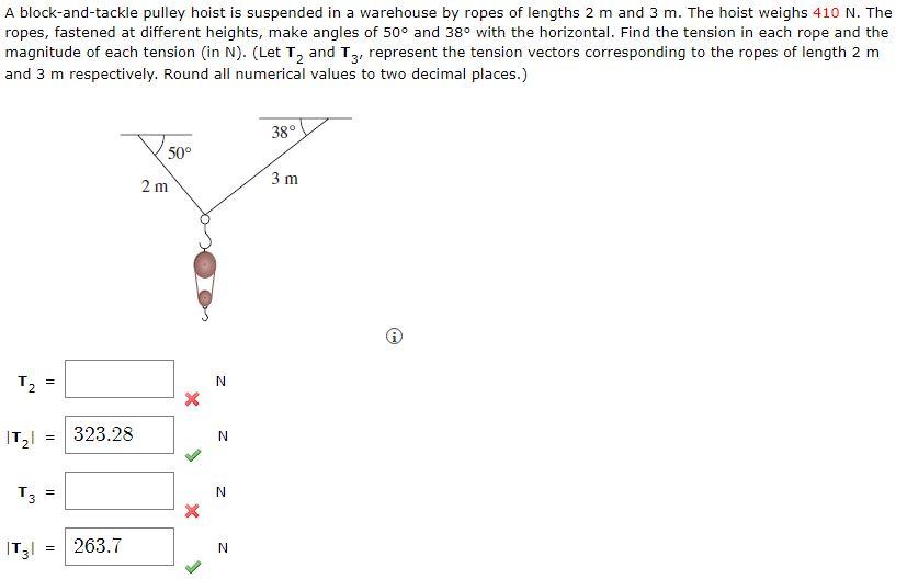 Solved A block-and-tackle pulley hoist is suspended in a | Chegg.com