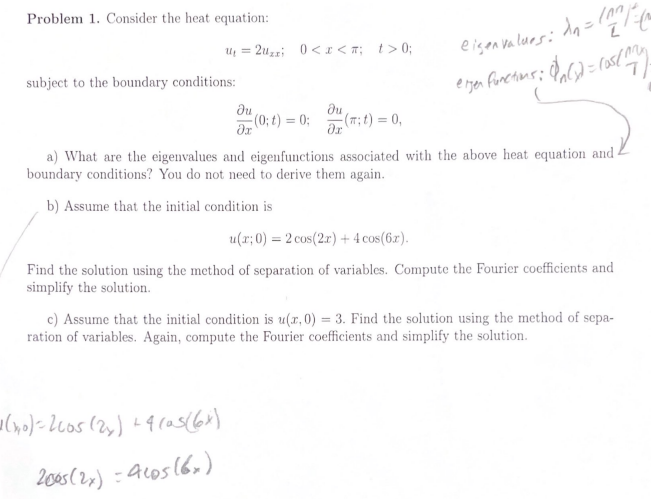 Solved Problem 1. Consider the heat equation: = 2uzri 00; da | Chegg.com