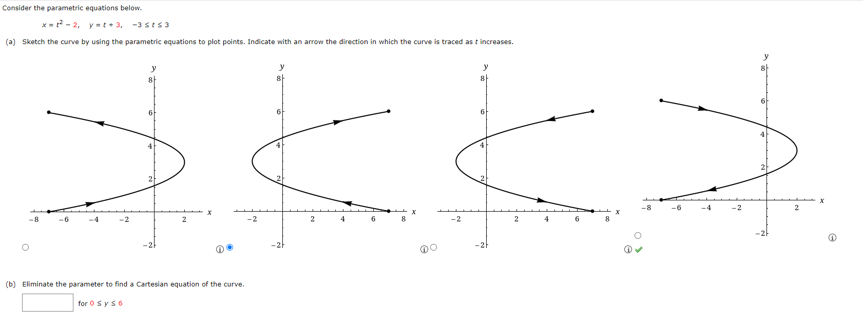 Solved Consider the parametric equations below. | Chegg.com