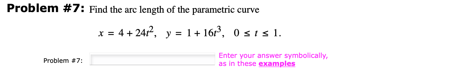 Solved Problem \#7: Find the arc length of the parametric | Chegg.com