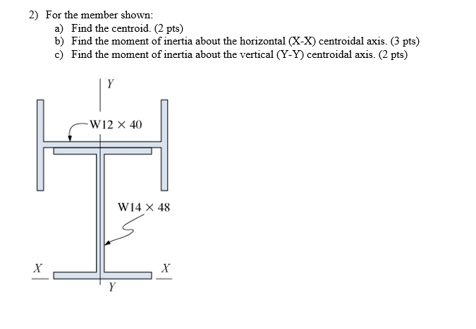 Solved 2) For the member shown: a) Find the centroid. ( | Chegg.com