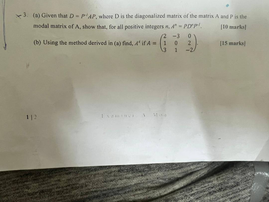 Solved ️. (a) Given that D=P^(-1)AP, where D is the | Chegg.com