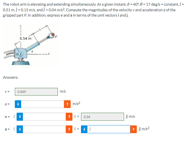 Solved The robot arm is elevating and extending | Chegg.com