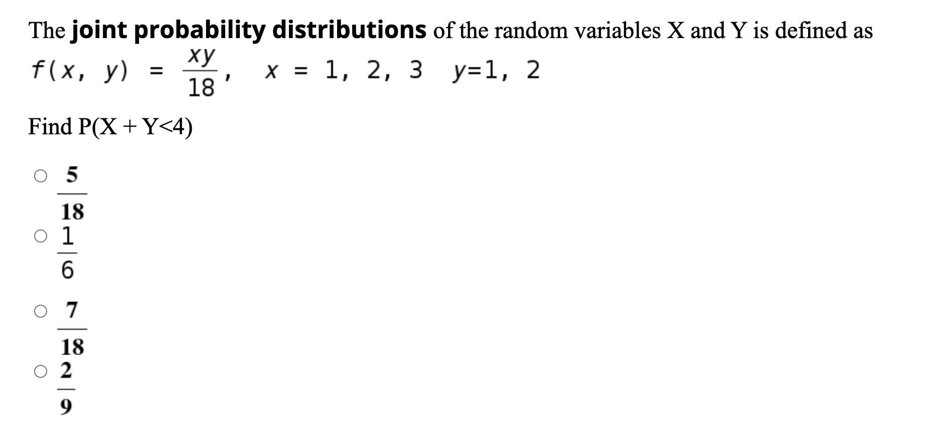 Solved The joint probability distributions of the random | Chegg.com