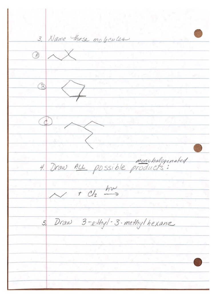 Solved 3 Name these molecules ① x 7 @ mono halogenated 4. | Chegg.com